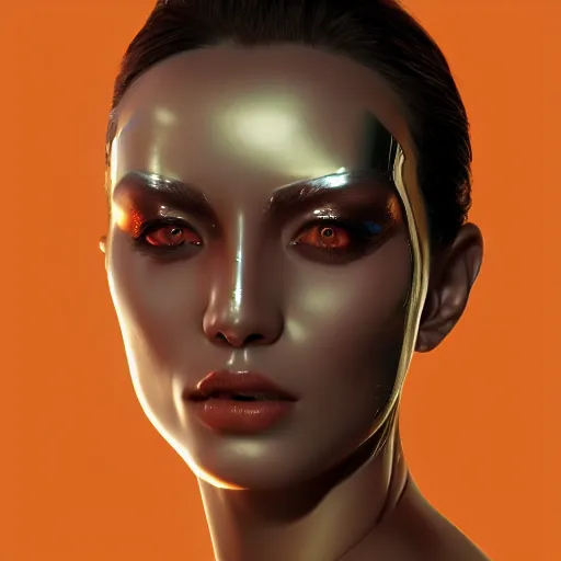Woman with chrome skin, shiny, smooth, hyperdetailed, | Stable ...