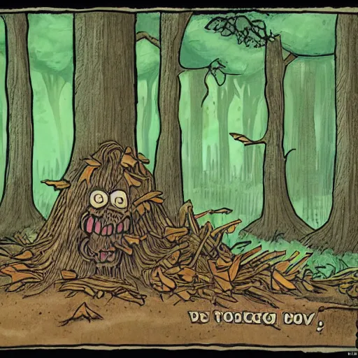 a forest being devoured by a troll, political cartoon | Stable ...