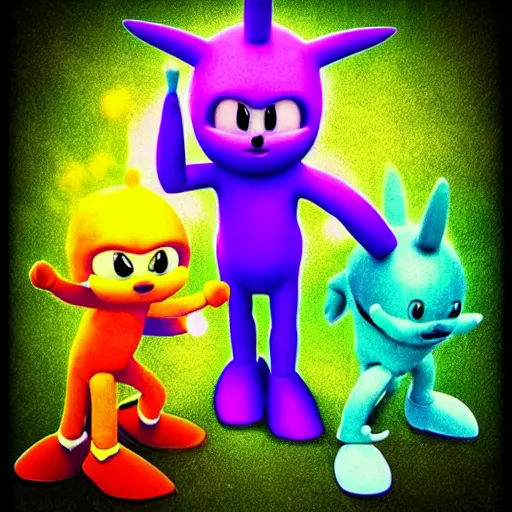 sonic and Teletubbies combination acidwave | Stable Diffusion | OpenArt