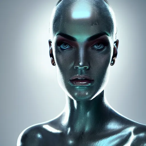 Woman with chrome skin, shiny, smooth, hyperdetailed, | Stable ...