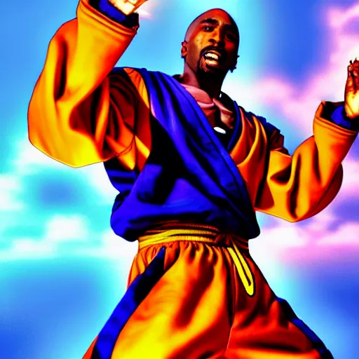 tupac shakur performing a kamehameha in goku clothes, | Stable ...