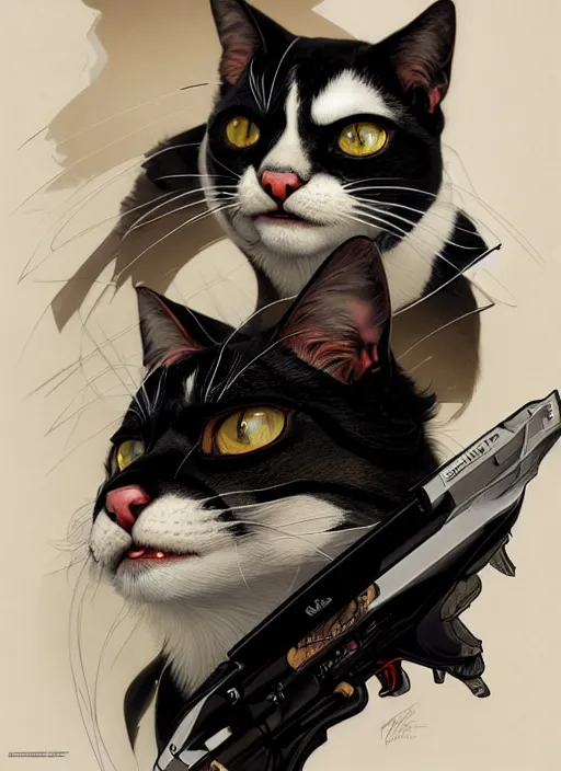 tomcat with tuxedo markings, intricate, elegant, hyper | Stable ...