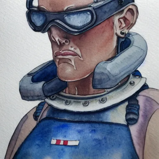 detailed watercolor of square - jawed emotionless | Stable Diffusion ...