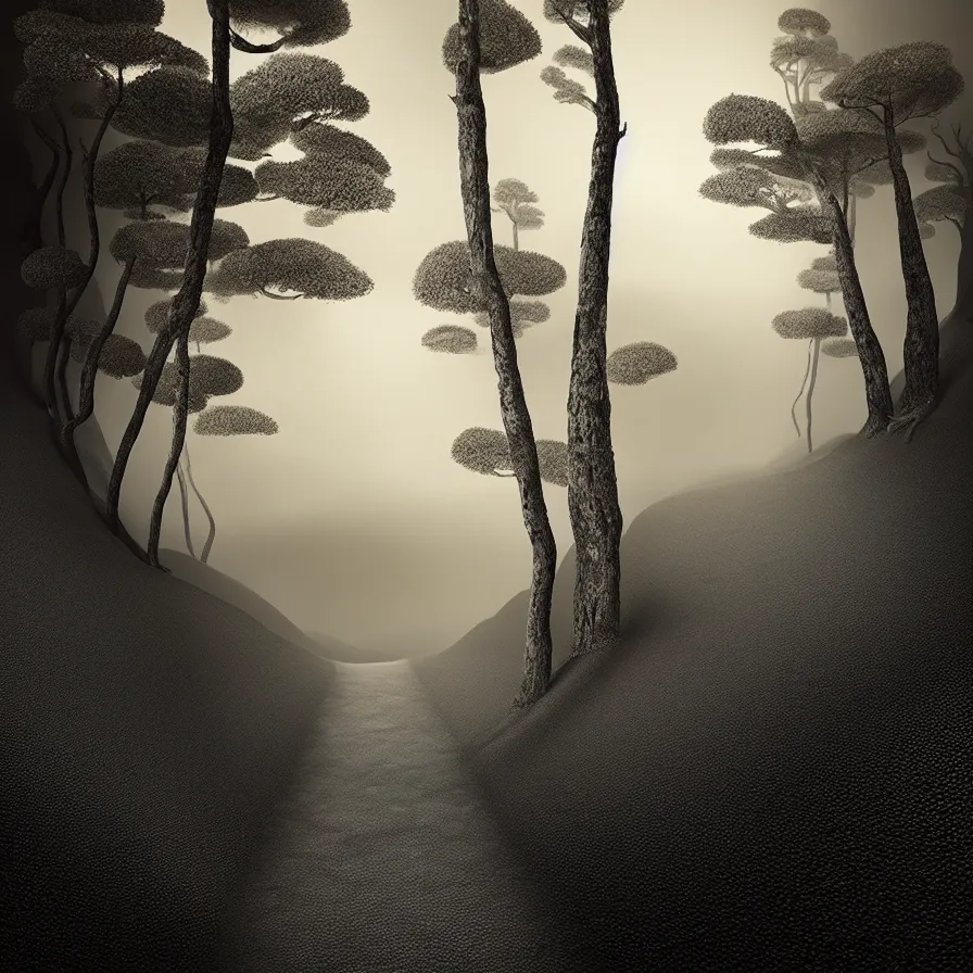 surrealist abstract black ink artwork of a stone path | Stable Diffusion | OpenArt