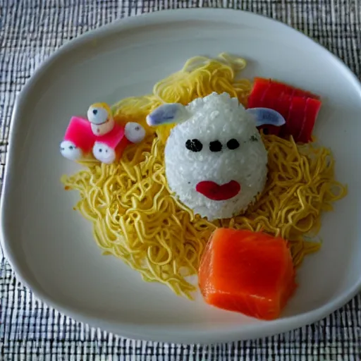 edible sheep made of rice, noodles and tuna sashimi | Stable Diffusion ...