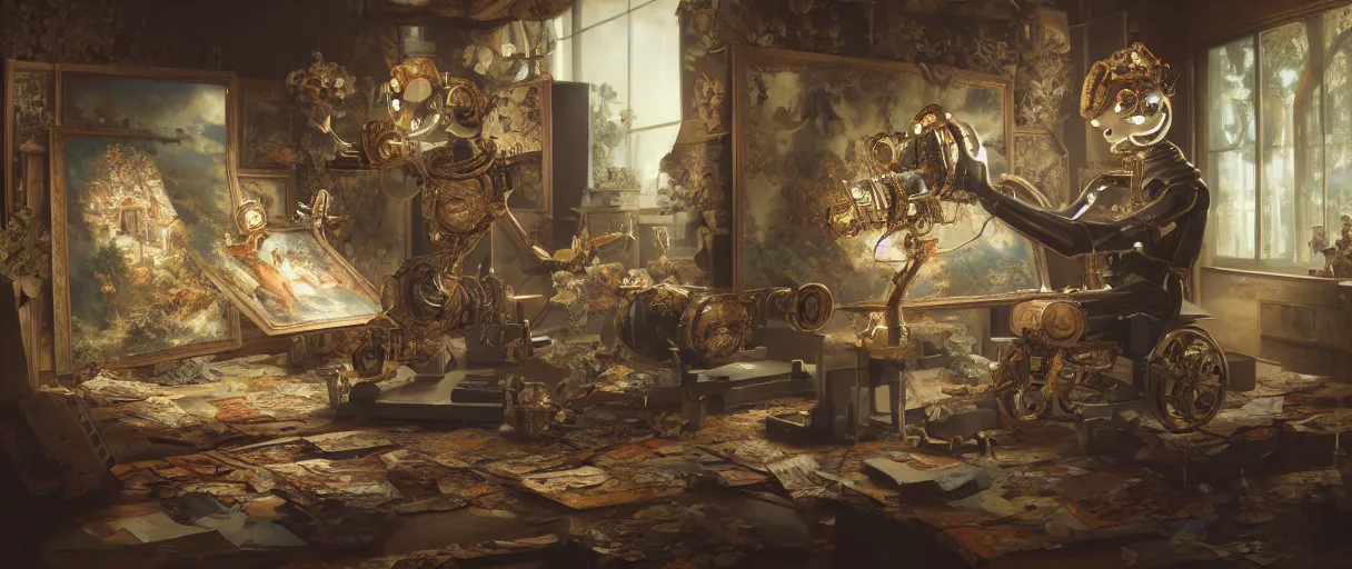 an high resolution photo of an automaton paiting a | Stable Diffusion ...