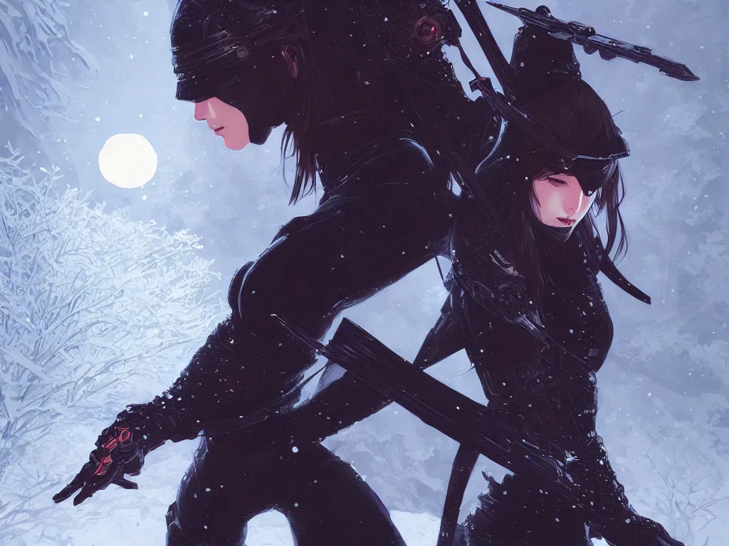 portrait ninja gaiden girl, armored black mirror ninja | Stable ...