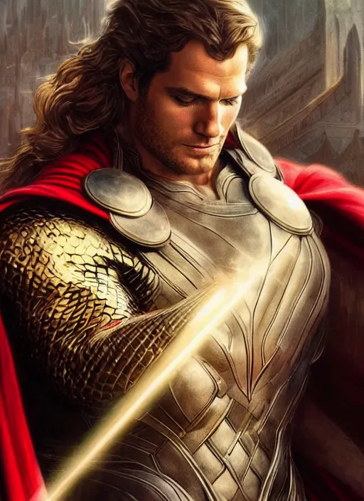 Henry Cavill as Thor, fantasy, intricate, elegant, | Stable Diffusion