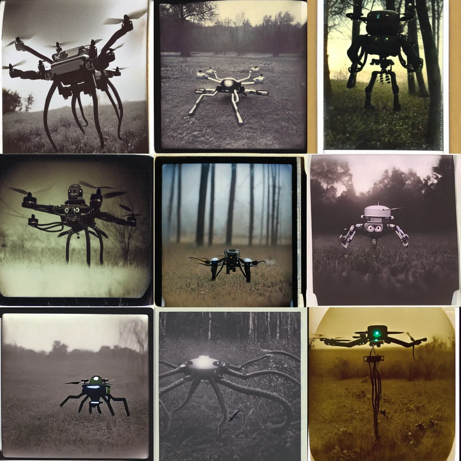 old polaroid depicting an alien robot drone with | Stable Diffusion ...