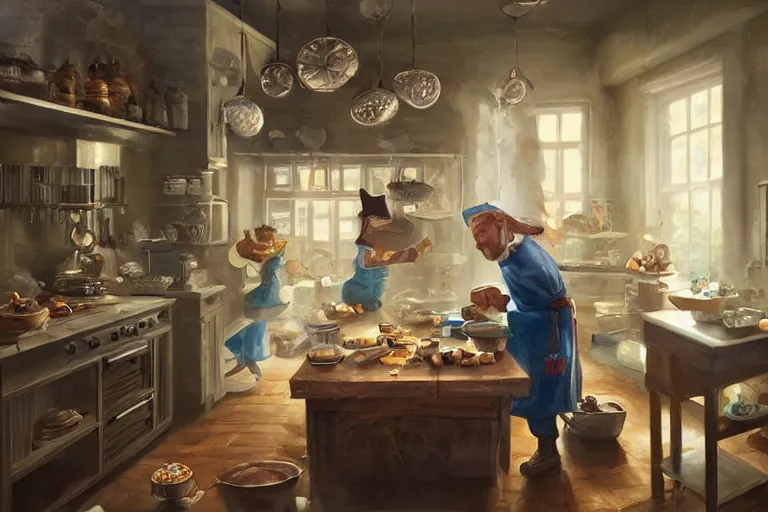 wizard cooking a batch of cookies in a modern kitchen, | Stable ...