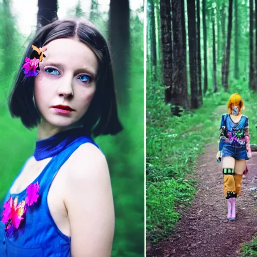 Cottagecore Cyberpunk 20's Pretty Girl Portrait, Short | Stable ...