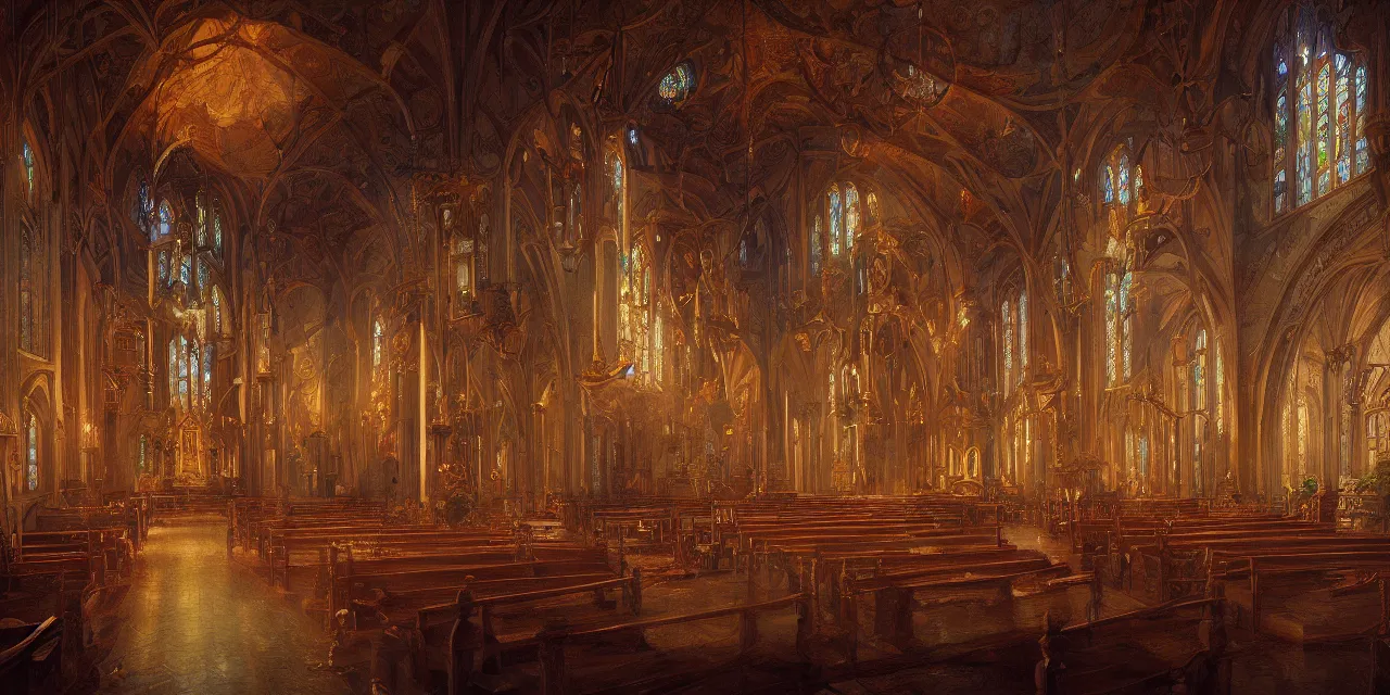 detailed painting of an interior church room with | Stable Diffusion ...