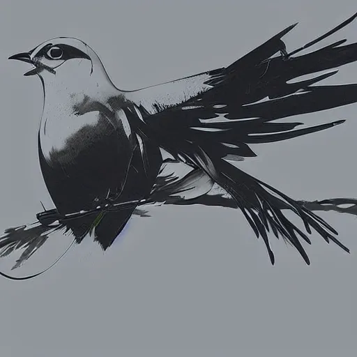 a full-metal neon-winged austral thrush, concept art | Stable Diffusion ...