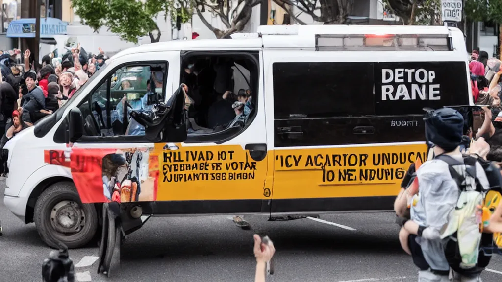 a riot van shows up at a public demonstration | Stable Diffusion | OpenArt