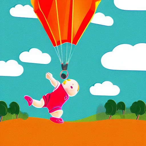 baby jumping out of plane with parachute illustration | Stable ...