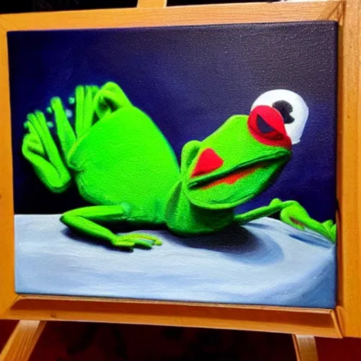 “Kermit the Frog falling off of a bridge. Painting by | Stable ...