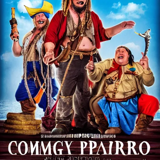 Film poster for comedy pirate film including a pig, | Stable Diffusion ...