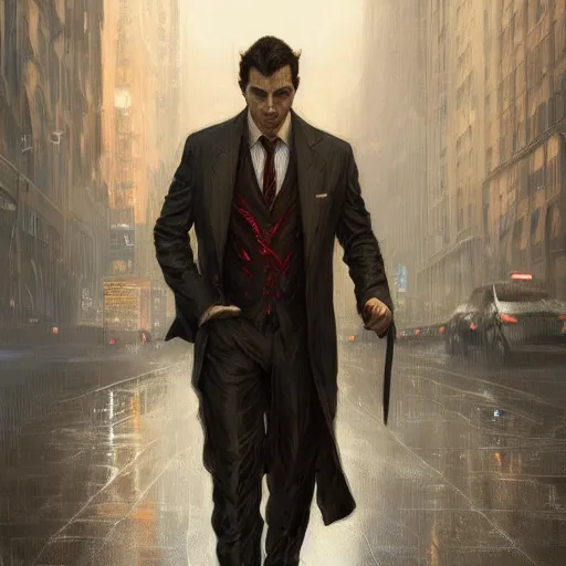 portrait of a badass male vampire businessman, walking | Stable ...