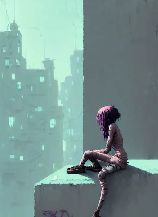 highly detailed matte painting, of punk girl sitting | Stable Diffusion ...