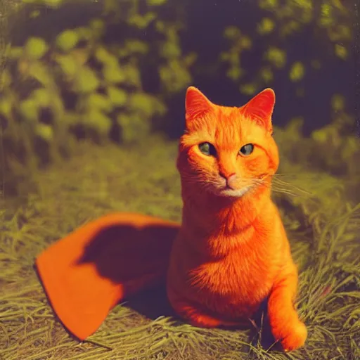 A portrait of a orange cat wearing a vietnamese straw | Stable ...