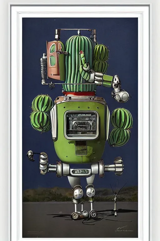 extreme wide shot of a 1950s retro Cactus robot, with | Stable Diffusion | OpenArt
