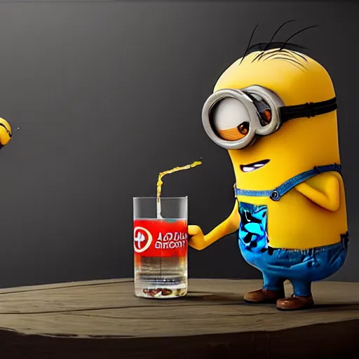 an epic painting minion, drinking vodka in russia with | Stable Diffusion