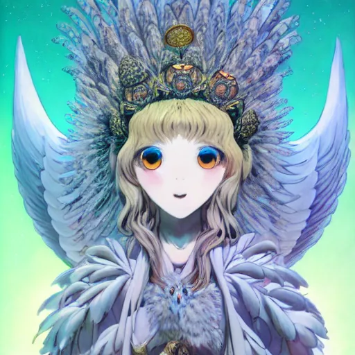 goddess of the owls in feathered robe, humanoid, | Stable Diffusion | OpenArt