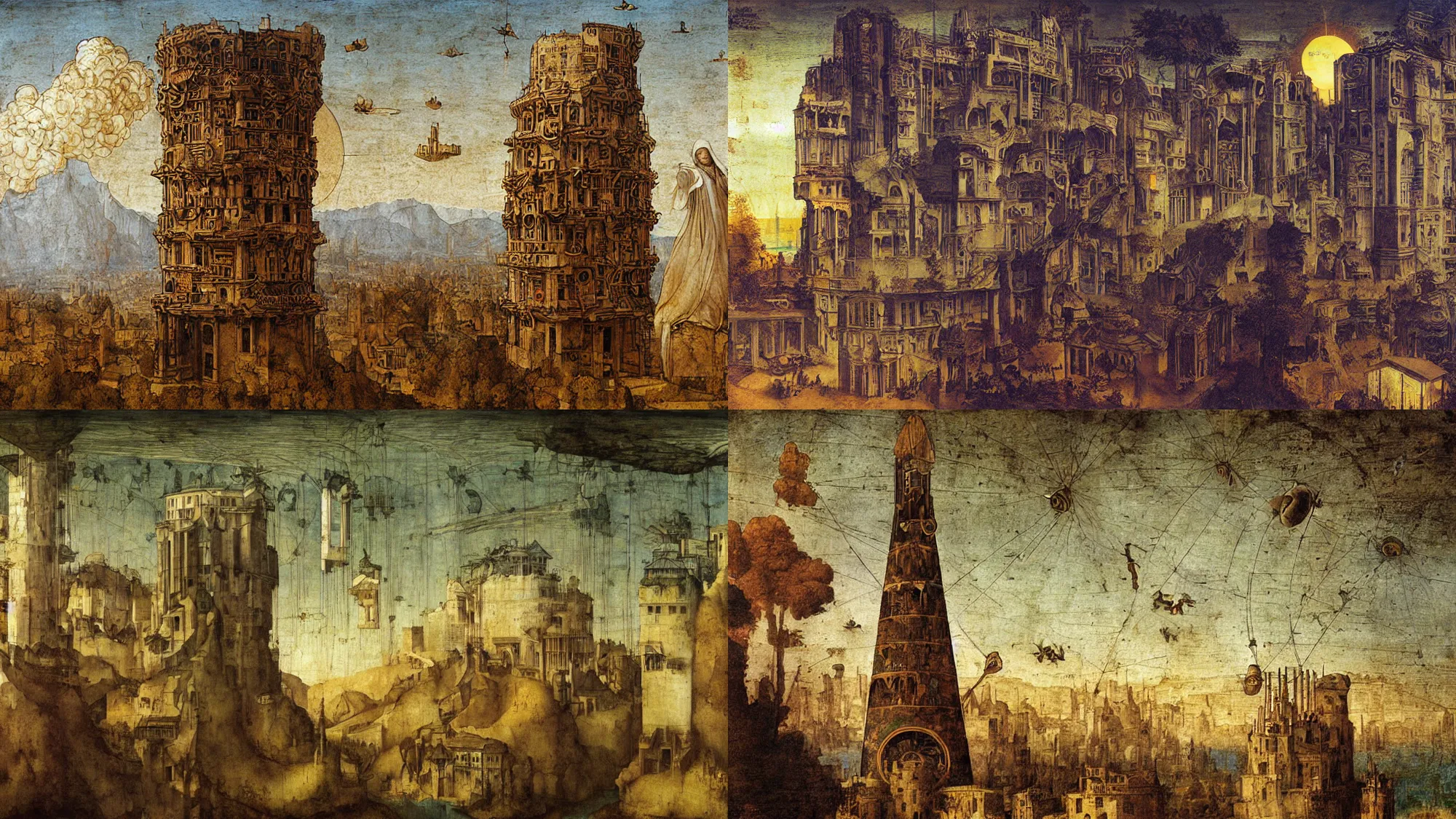 a solarpunk tower painting made by Leonardo Da Vinci | Stable Diffusion ...