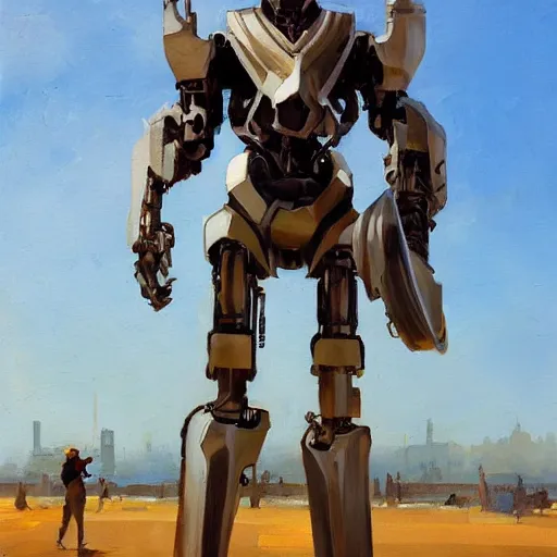 Greg Manchess painting of a giant humanoid cyborg, | Stable Diffusion ...