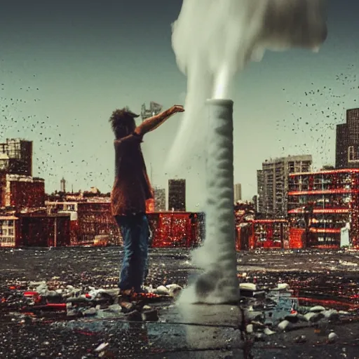 a giant coke and mentos eruption with fizzy liquid | Stable Diffusion