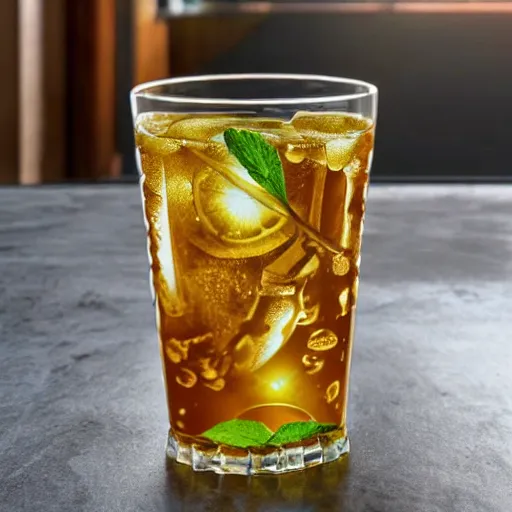 ice - t, iced tea glass, by alfons mucha, golden hour, | Stable ...