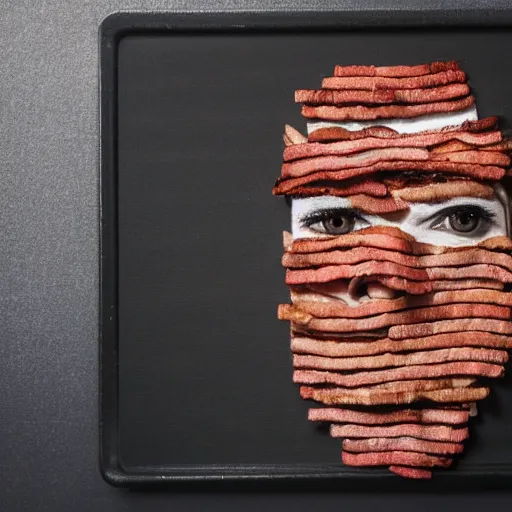 a human face that is made entirely out of bacon strips | Stable ...