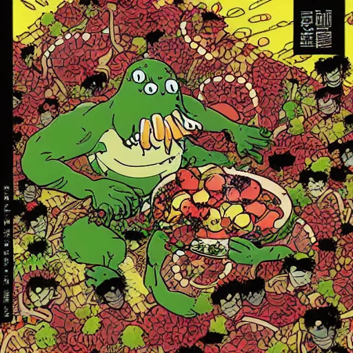 a salad monster attacking Tokyo, in the style of | Stable Diffusion