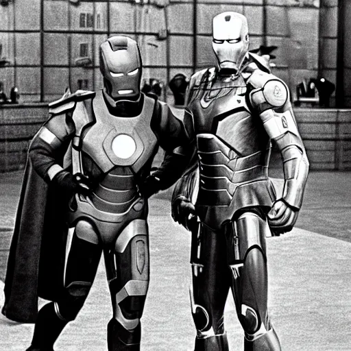 David Niven as Iron Man and John Wayne as Captain | Stable Diffusion ...