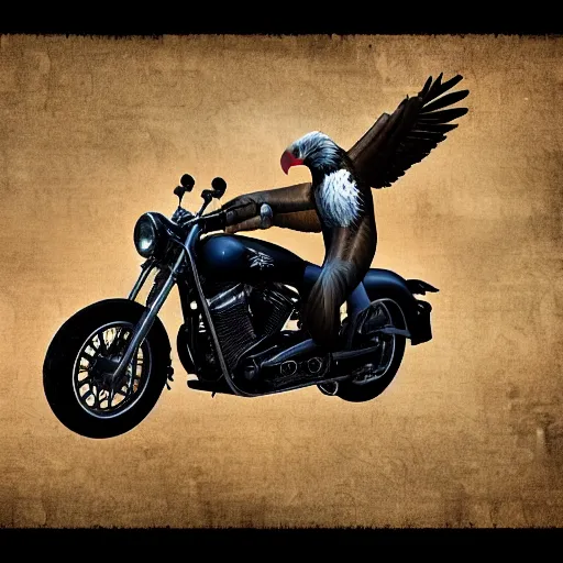 an eagle driving a custom motorcycle, route 6 6 | Stable Diffusion ...
