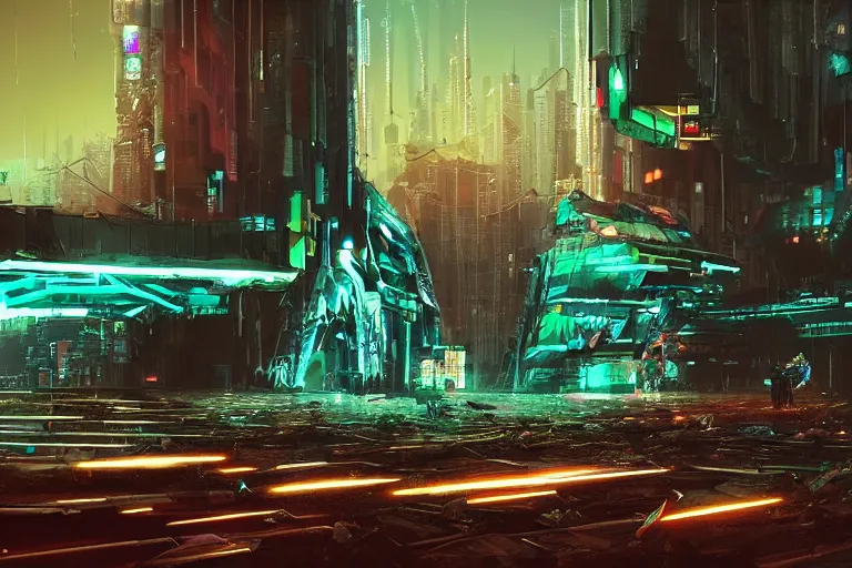 a triangular portal structure built out of scrap and | Stable Diffusion ...