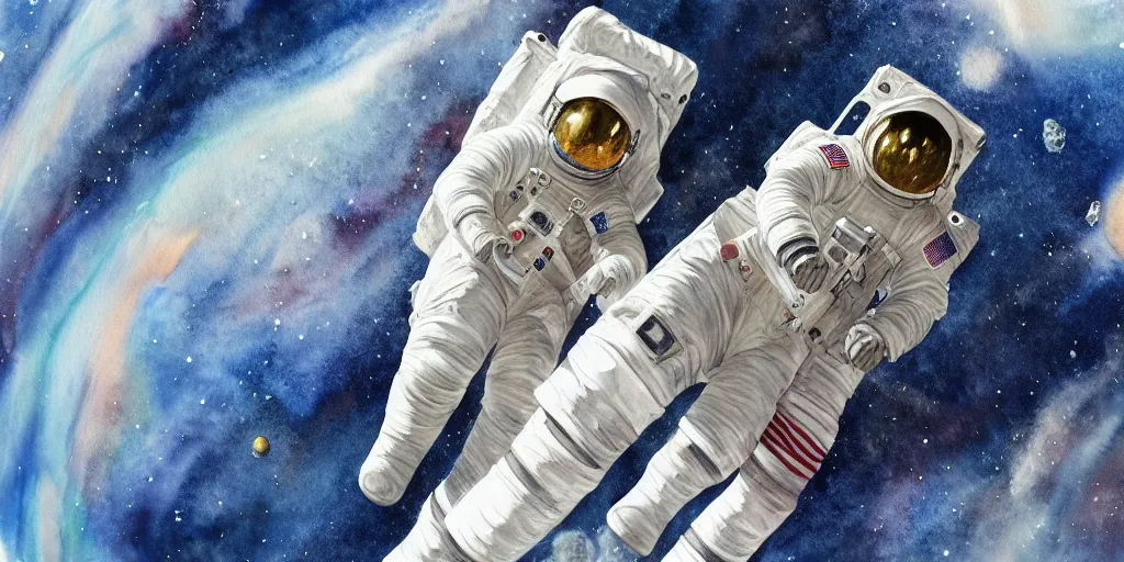 water colour painting of astronaut in space, highly | Stable Diffusion ...