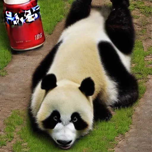 A panda is drinking the coke-cola , high resolution | Stable Diffusion