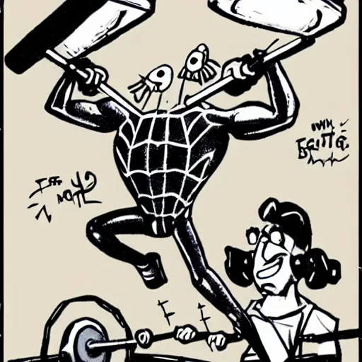 spider lifting weights cartoon | Stable Diffusion | OpenArt