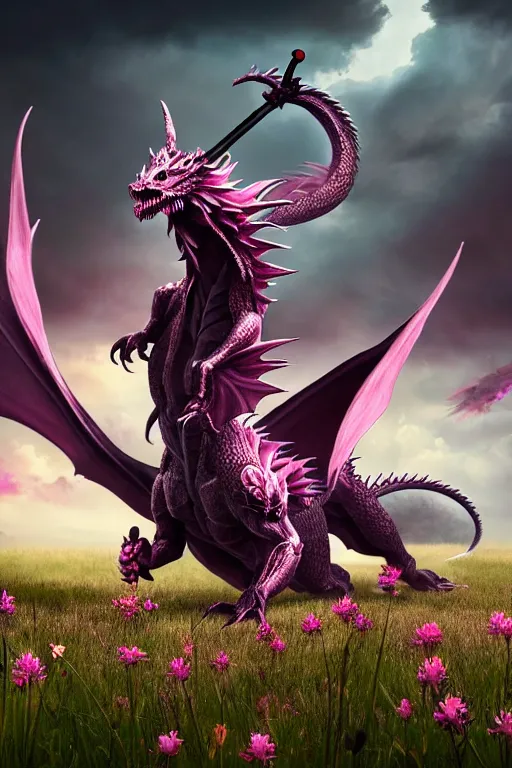 hyperrealistic dark cinematic mutant dragon holding | Stable Diffusion ...