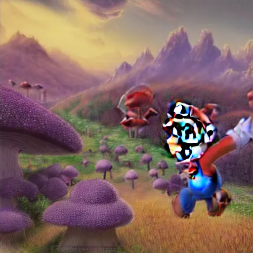 Mario running through an alien landscape, looming | Stable Diffusion | OpenArt