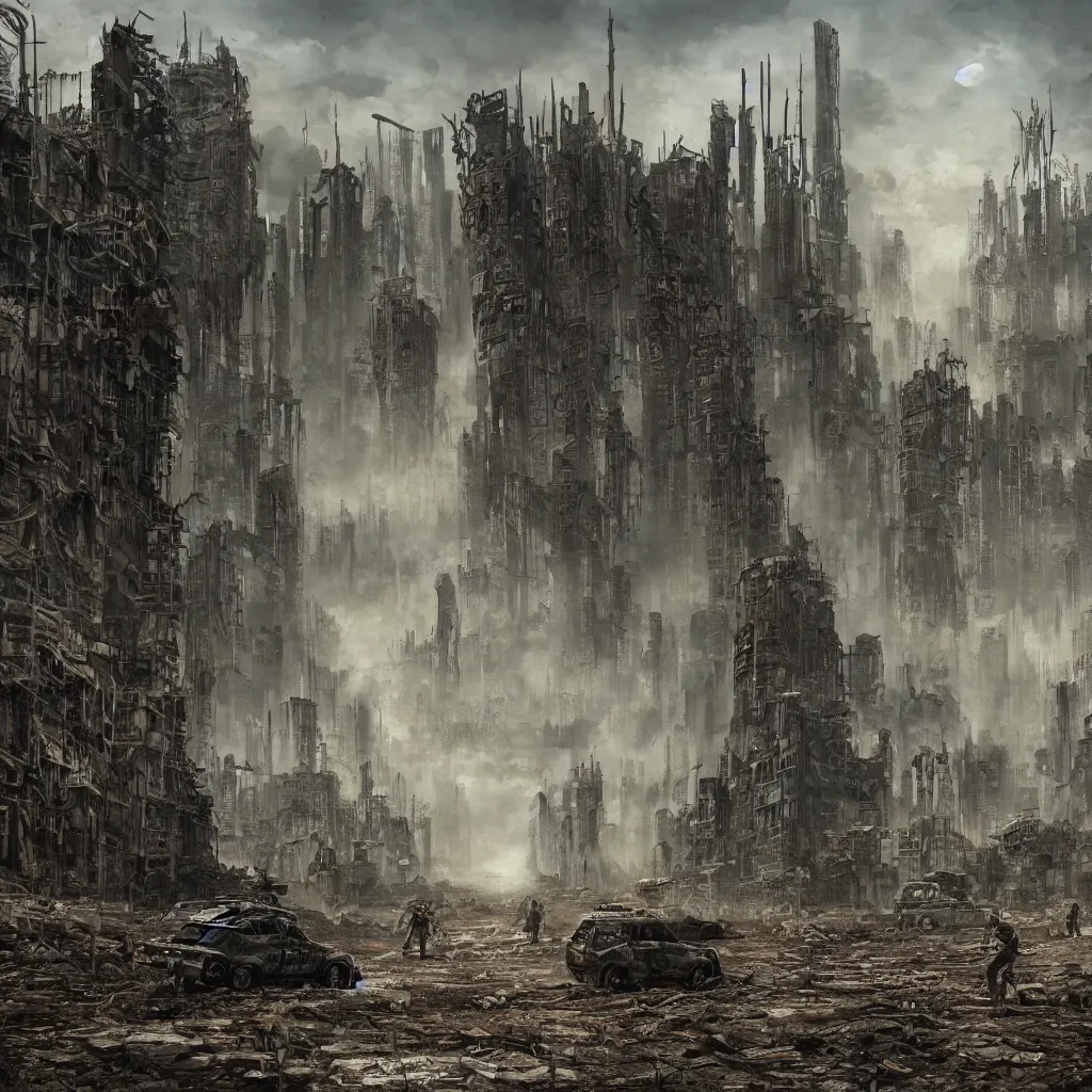 extremely detailed post - apocalyptical wasteland with | Stable ...