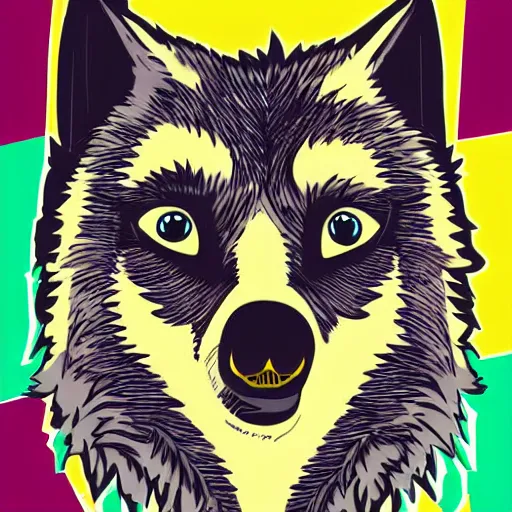 portrait of retarded wolf, funny, stupid, squint eyes, | Stable ...