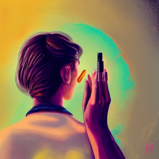 woman with drug pills in her hands, artwork, top on | Stable Diffusion ...