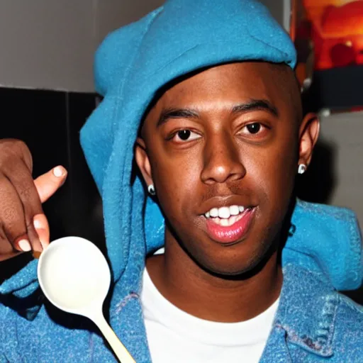 tyler the creator using a comedically giant spoon to | Stable Diffusion ...