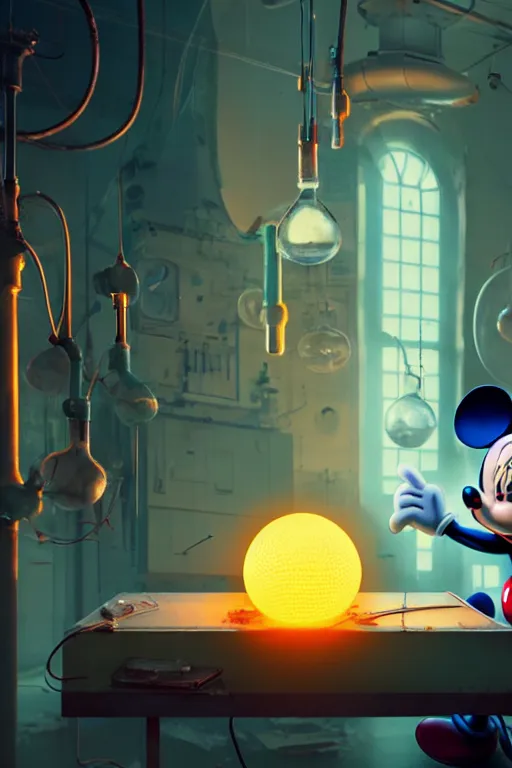 scientist repairing mickey mouse head in abandoned | Stable Diffusion ...