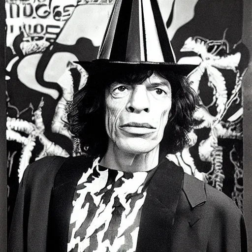 mick jagger standing on a podium wearing a voodoo hat | Stable ...