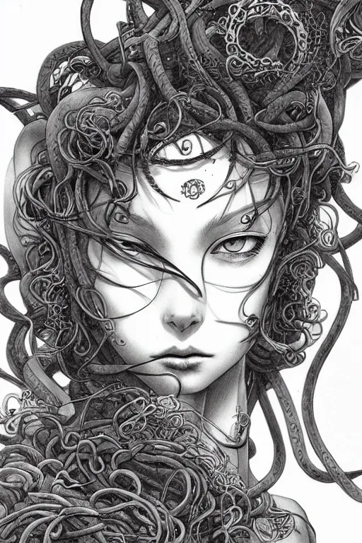 anime medusa, pen and ink, intricate line drawings, | Stable Diffusion ...