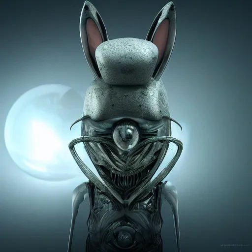 alien rabbit in the space by HR giger, octane render, | Stable Diffusion