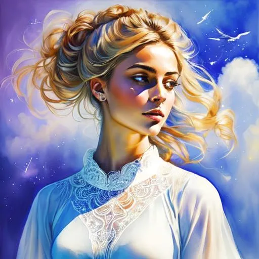 Mystic goddess woman, detailed proportionate, chisel...